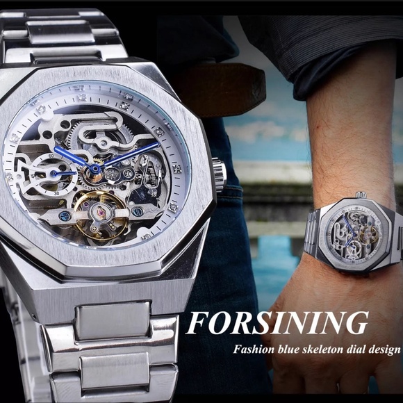 Forsining | Accessories | Mens Skeleton Mechanical Luminous Luxury ...